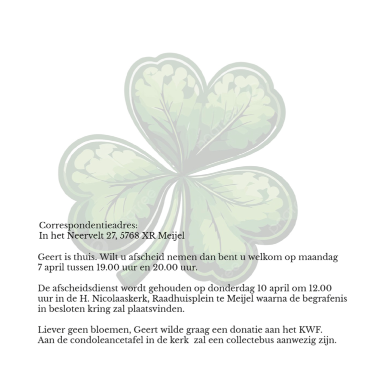 Overlijdensbericht | Geert Rooijakkers † - Meijel24